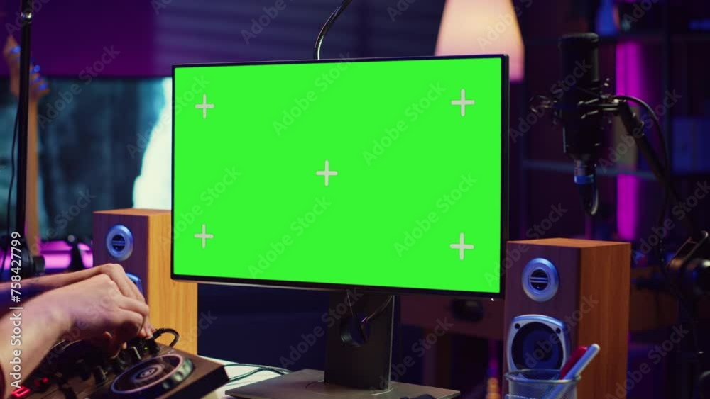 Vidéo Stock Music producer songwriter mixing piano key notes in home ...