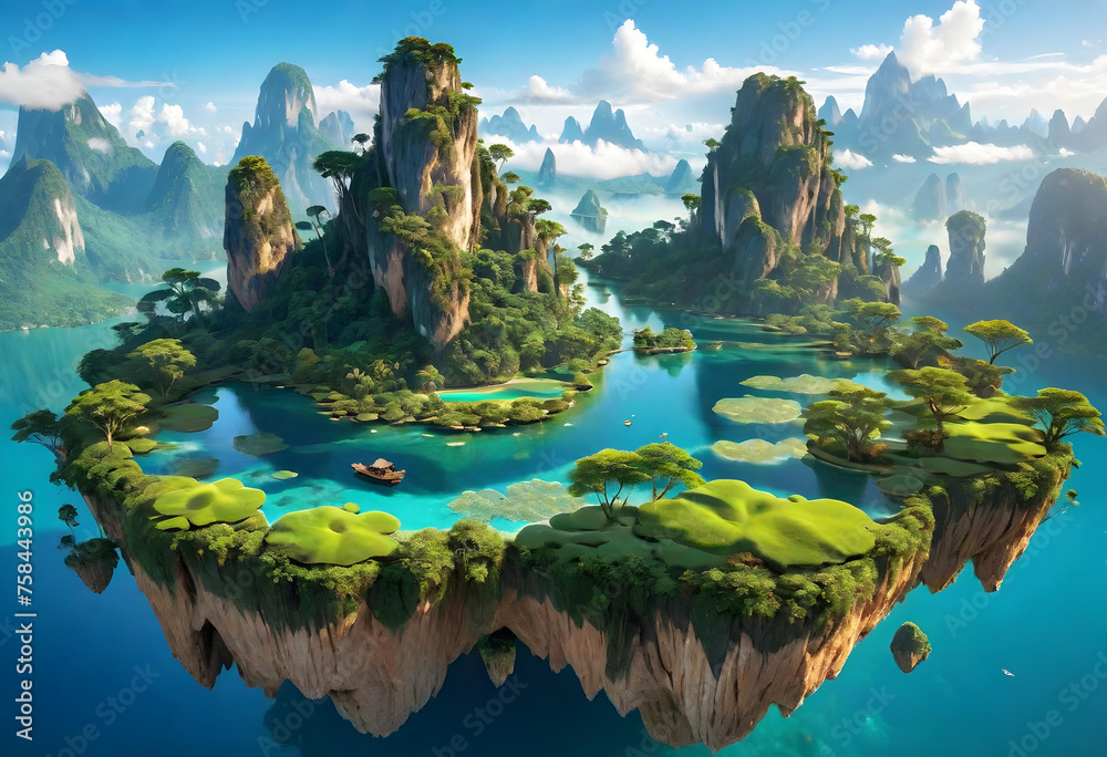 Floating Island Landscape, Landscape, Floating Island, Fantasy ...