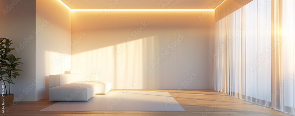 modern interior design of a living room with LED illuminated shadow gap ...