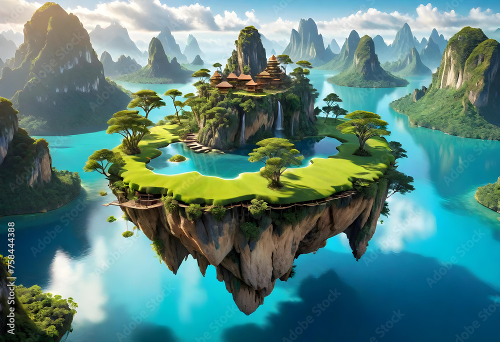Floating Island Landscape, Landscape, Floating Island, Fantasy ...