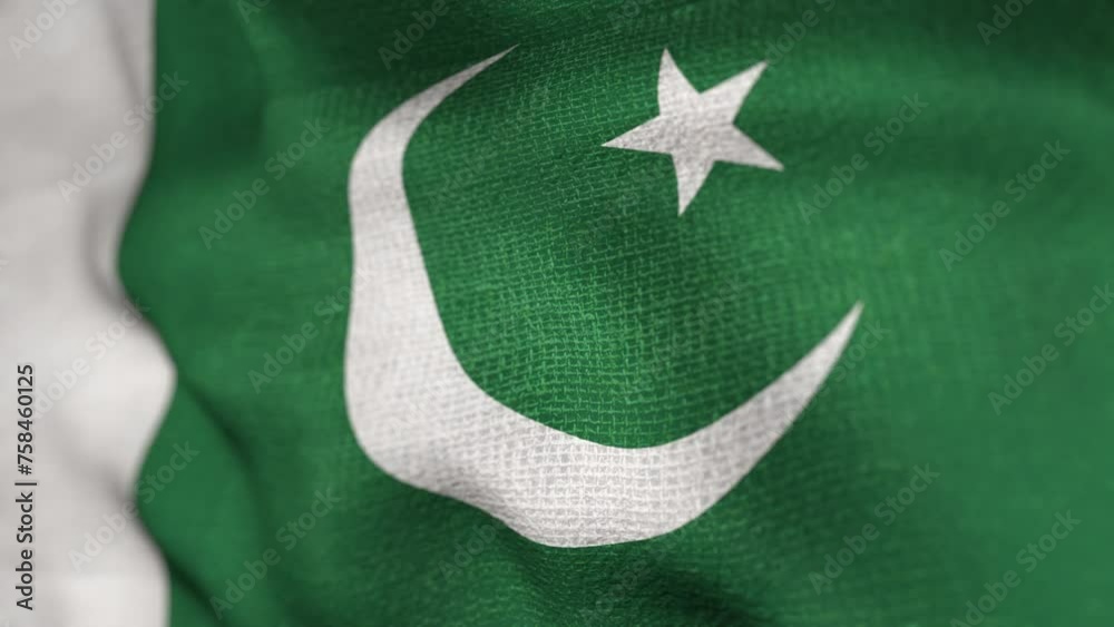 Wavy flag of Pakistan blowing in the wind in slow motion. Waving ...