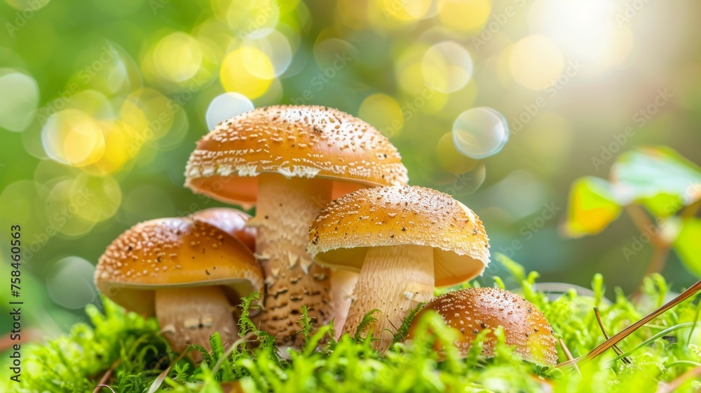 Velvet pioppini mushrooms on soft pastel background with agrocybe ...
