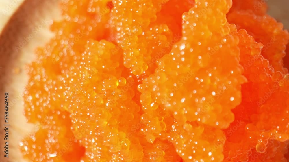 Tobiko: Flying fish roe, tiny and vibrant, a staple in Japanese cuisine ...