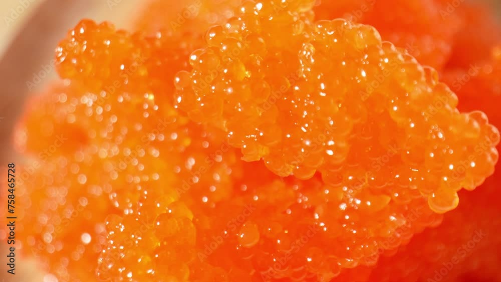 Vidéo Stock Tobiko eggs are small, spherical, with a delicate outer ...