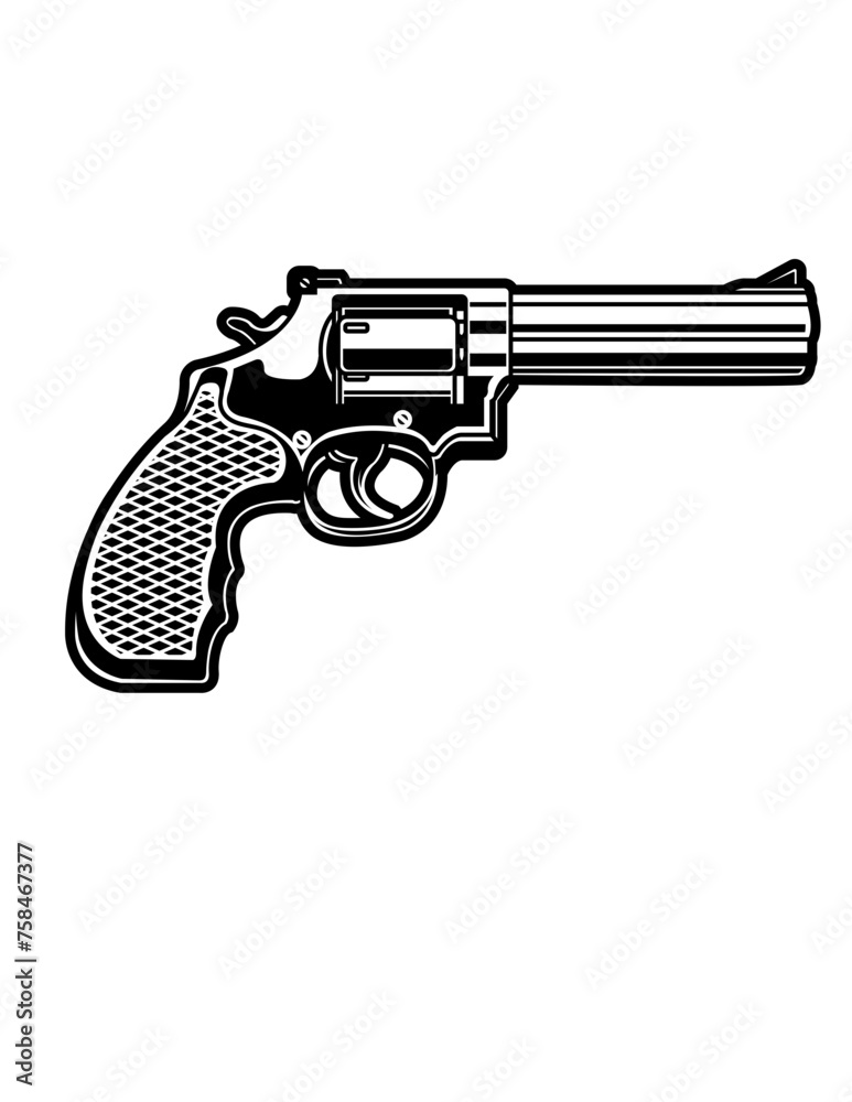 Revolver Gun Illustration, Gun Vector, Gun Clipart, Gun Illustration ...