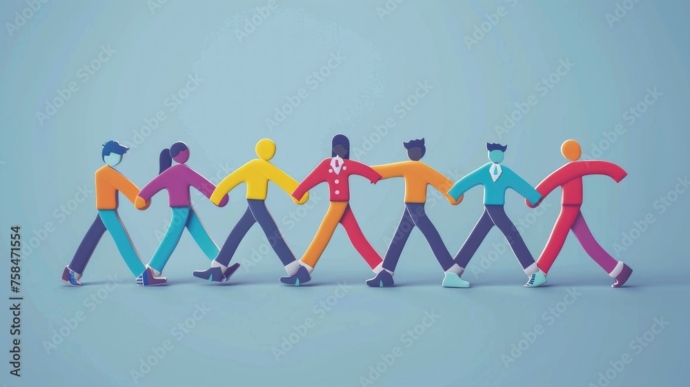 Paper people holding hands in unity - Colorful paper cutout figures of ...