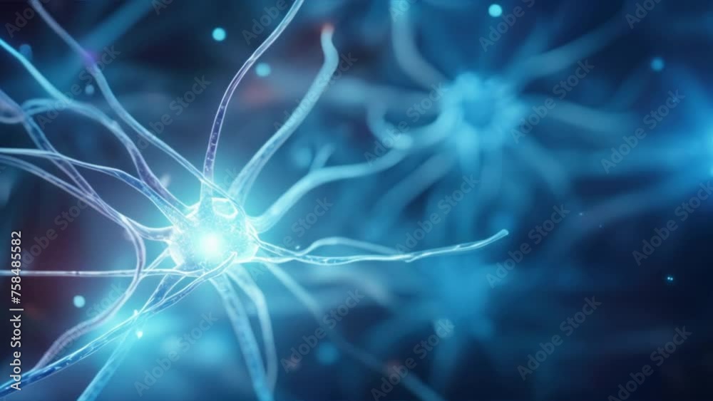 Science background, brain cells,Abstract blue colored neuron cell in ...