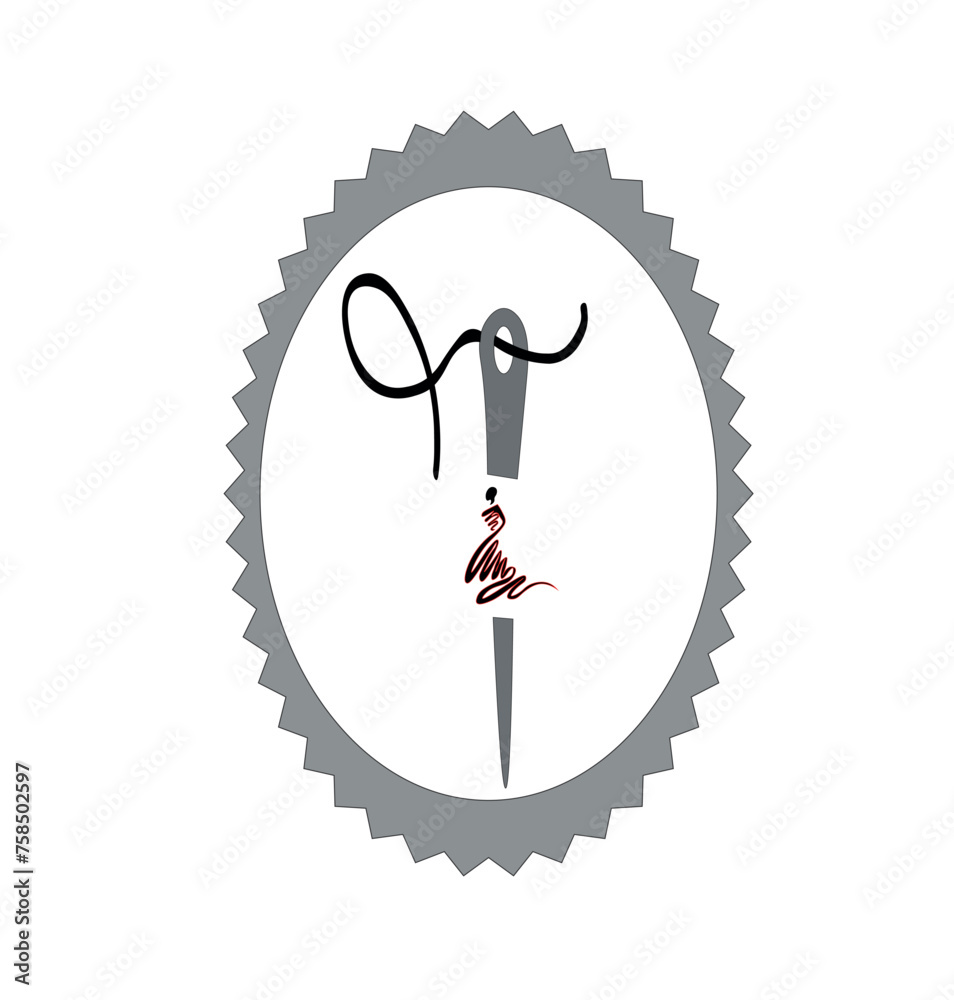 Needle and thread, border. Needle and thread icon vector in flat style ...