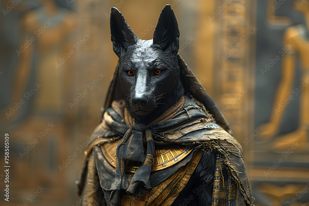 A striking and mystical representation of Anubis, the ancient Egyptian ...