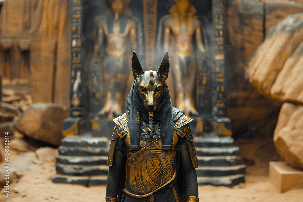 A striking and mystical representation of Anubis, the ancient Egyptian ...
