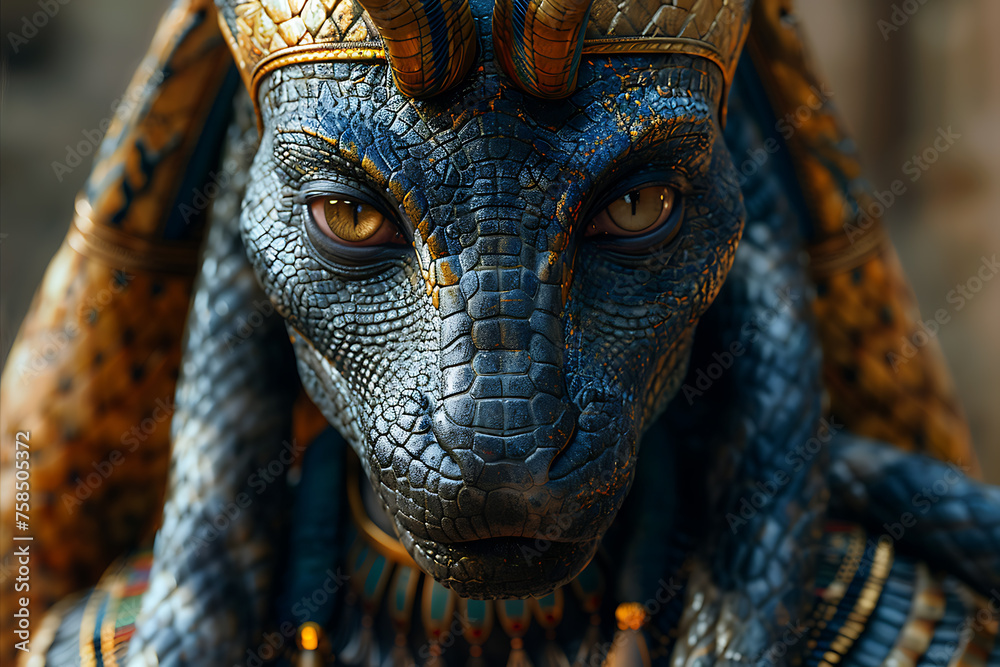 A striking depiction of Apophis, the ancient Egyptian deity symbolizing ...