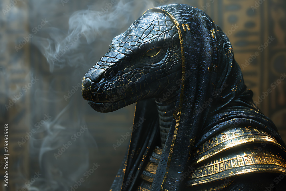 A striking depiction of Apophis, the ancient Egyptian deity symbolizing ...
