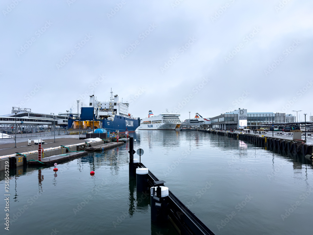 Tallinn's Old City Harbor has two ferry terminals for passengers, seen ...