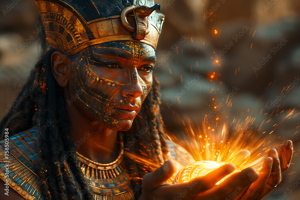 A stunning depiction of Atum, a vital deity in Egyptian mythology ...