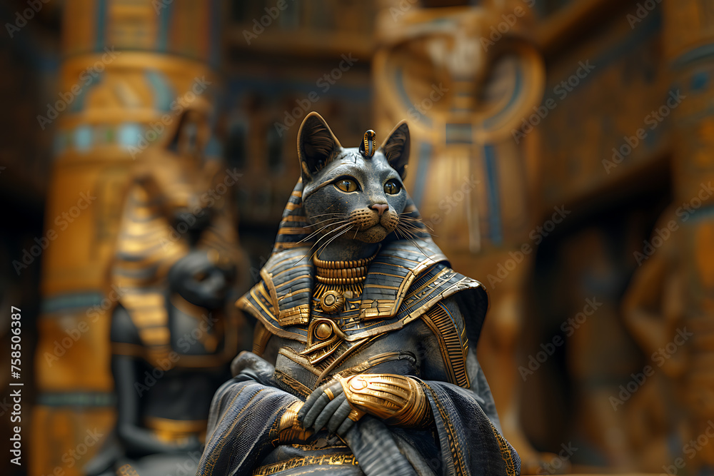 A captivating depiction of Bast, the ancient Egyptian goddess of cats ...