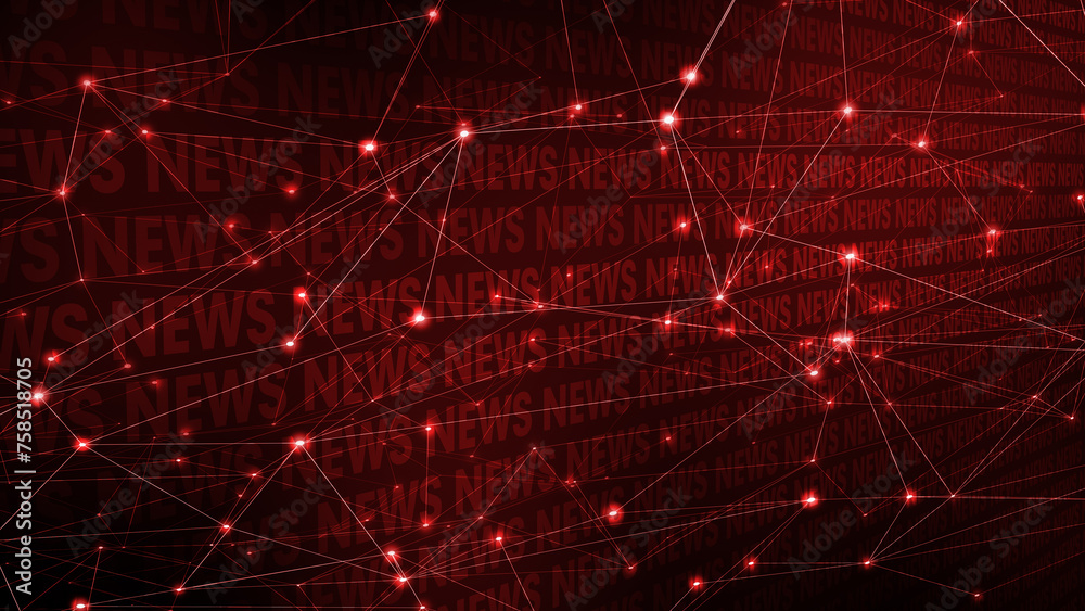 Red news backdrop and connected lines create global coverage for ...