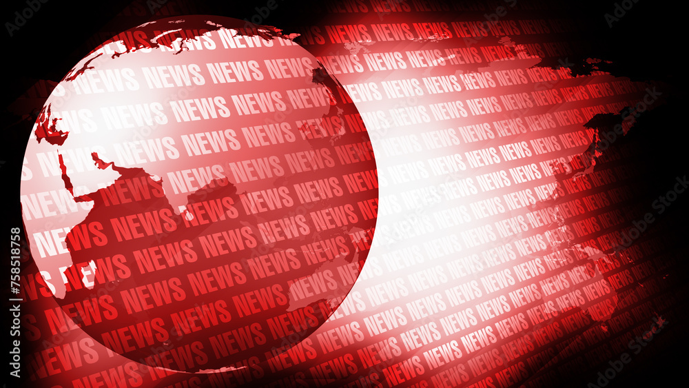 Breaking news red news background and world map highlight global ...