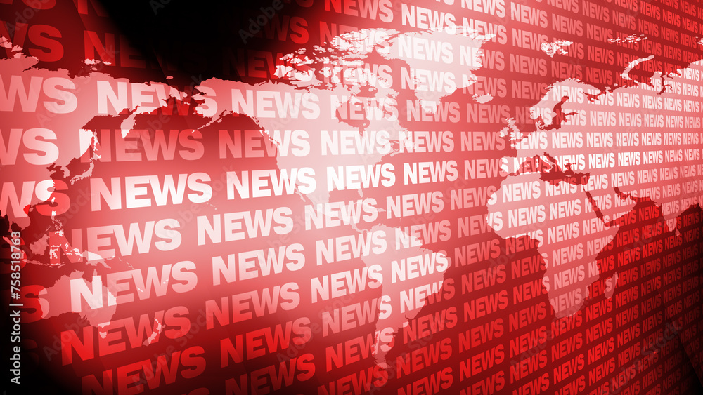 News title red news background with world map as template for global ...