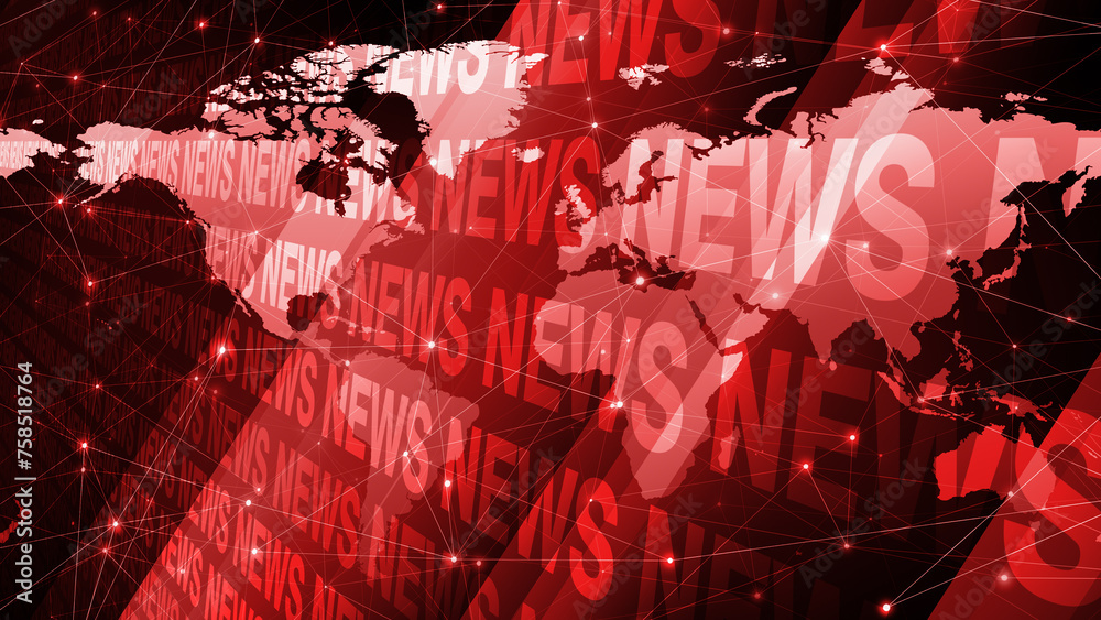 Information about global updates red news headline and world map in ...