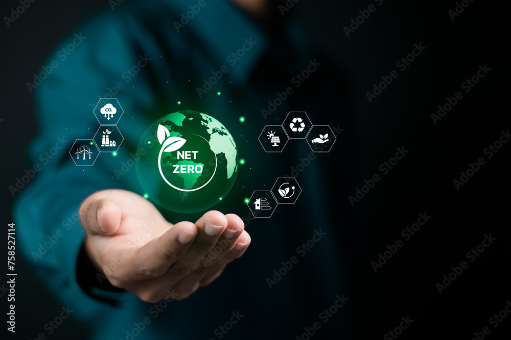 Net zero and carbon neutral concept. Net zero greenhouse gas emissions ...