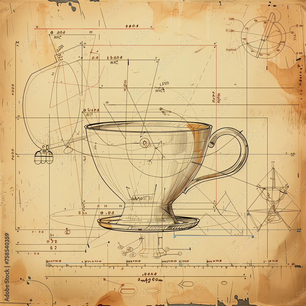 Continent and World Maps with Blueprint Sketches: Architectural Designs ...