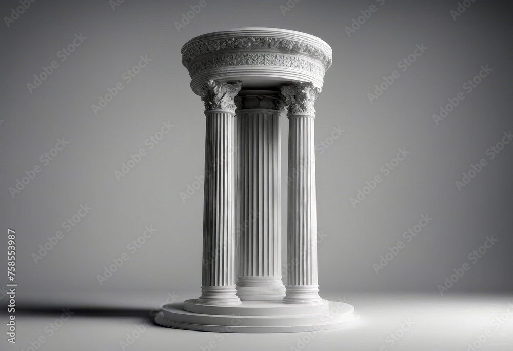 column 3d Greek White ancient rendering pillar black mask isolated ...