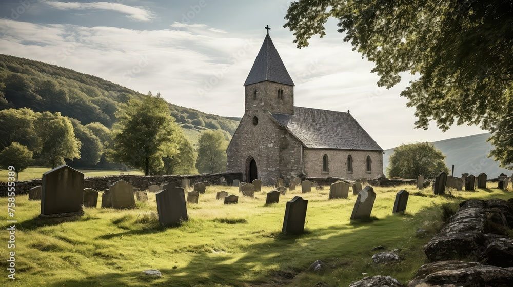monastery ancient church building illustration abbey crypt, apse altar ...