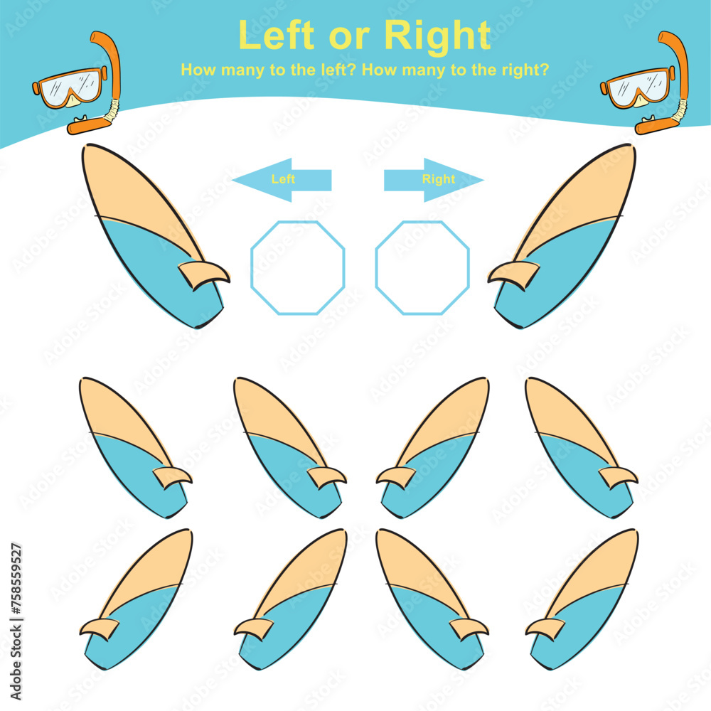 Mathematic activity page. Calculate and write the result. Left or Right ...