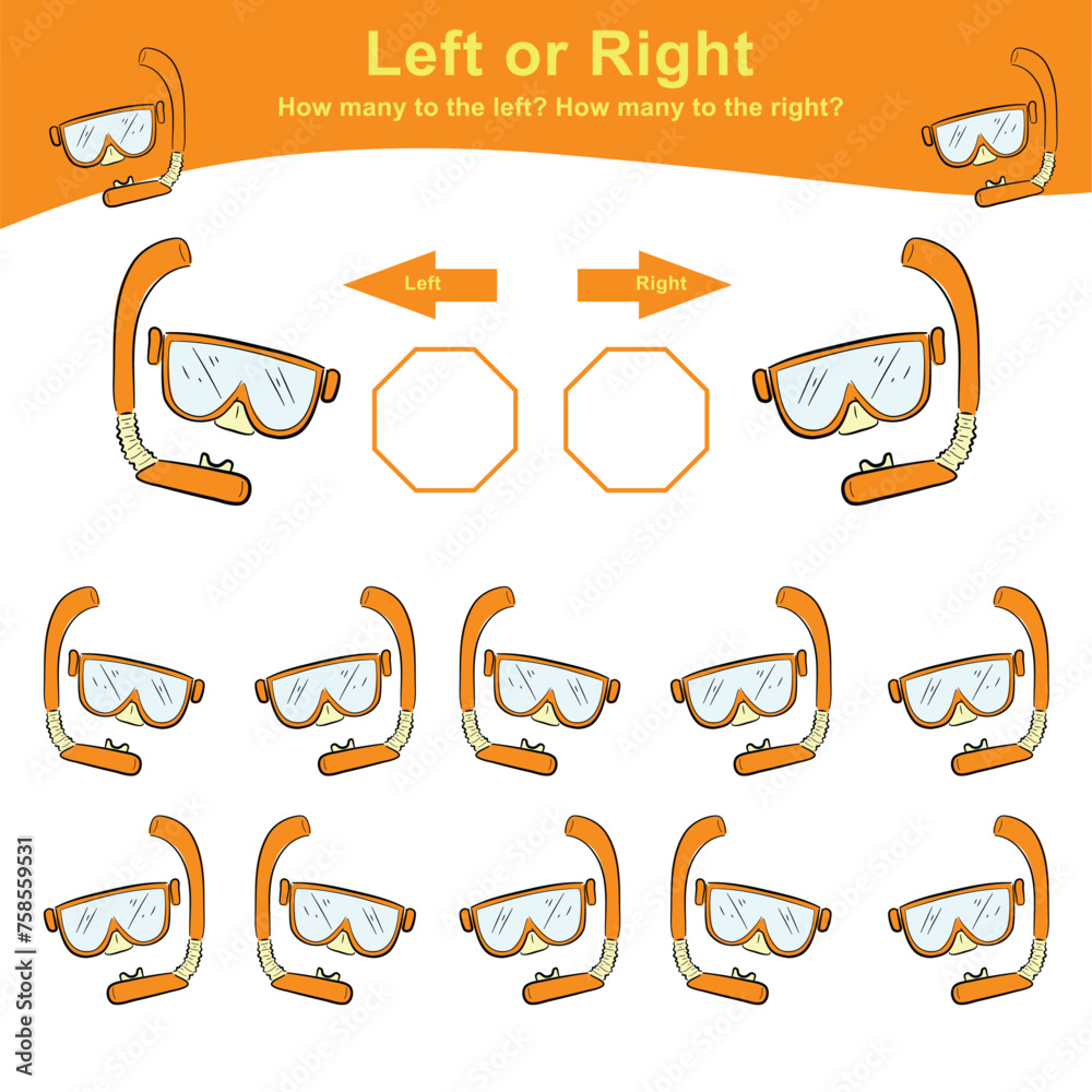 Mathematic activity page. Calculate and write the result. Left or Right ...