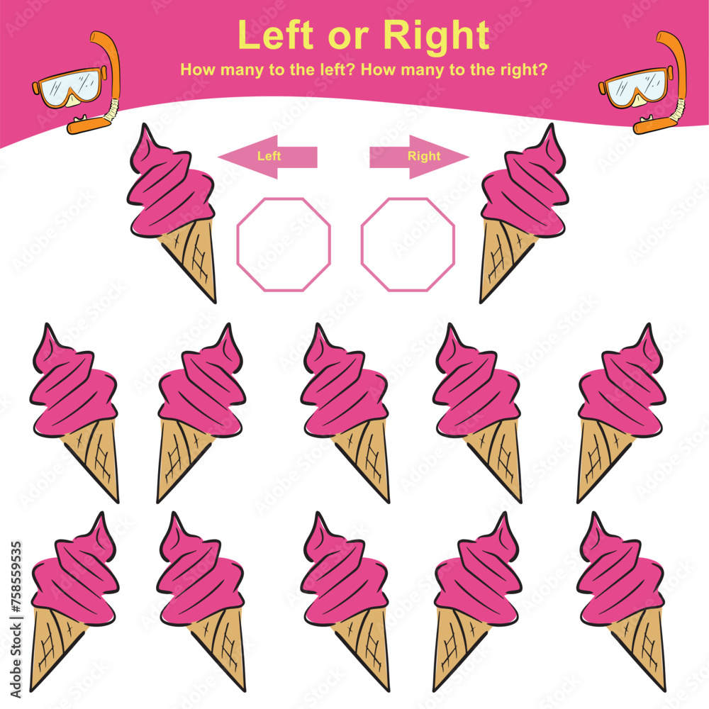 Mathematic activity page. Calculate and write the result. Left or Right ...