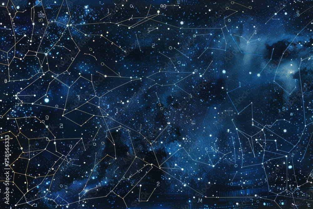 Image of a star chart with constellations. Designed for educational ...
