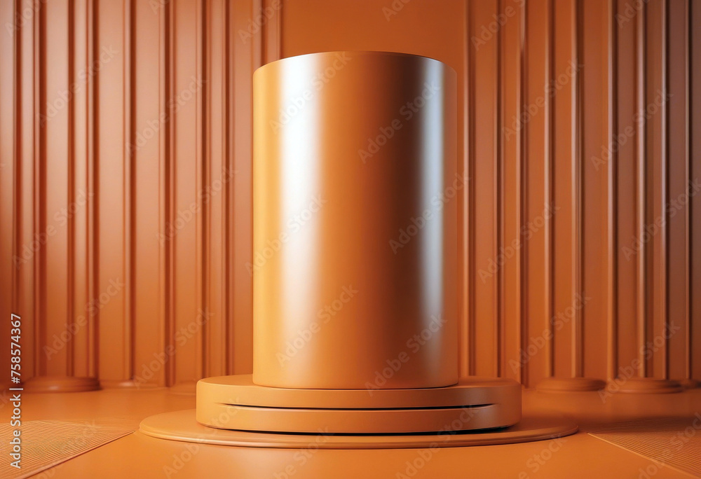 Pedestal orange cylinder floor render splay 3d background cylinder ...