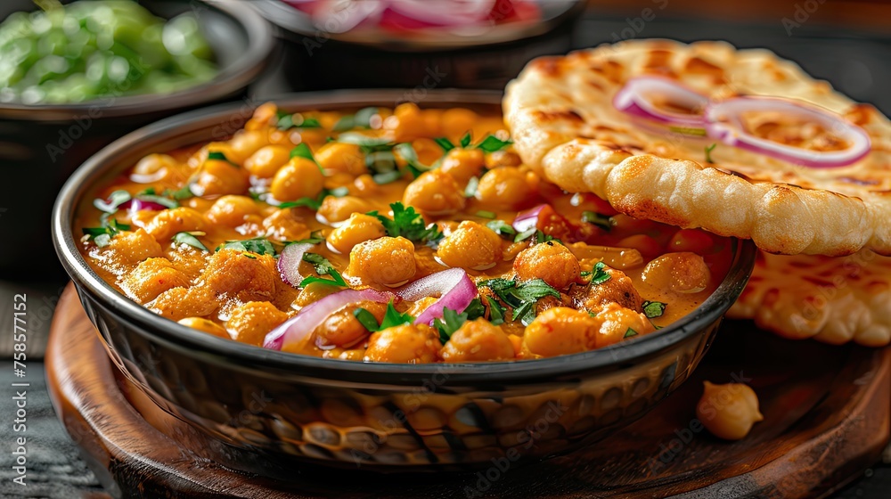 Indian Chole Bhature: Spicy chickpea curry served with deep-fried bread ...