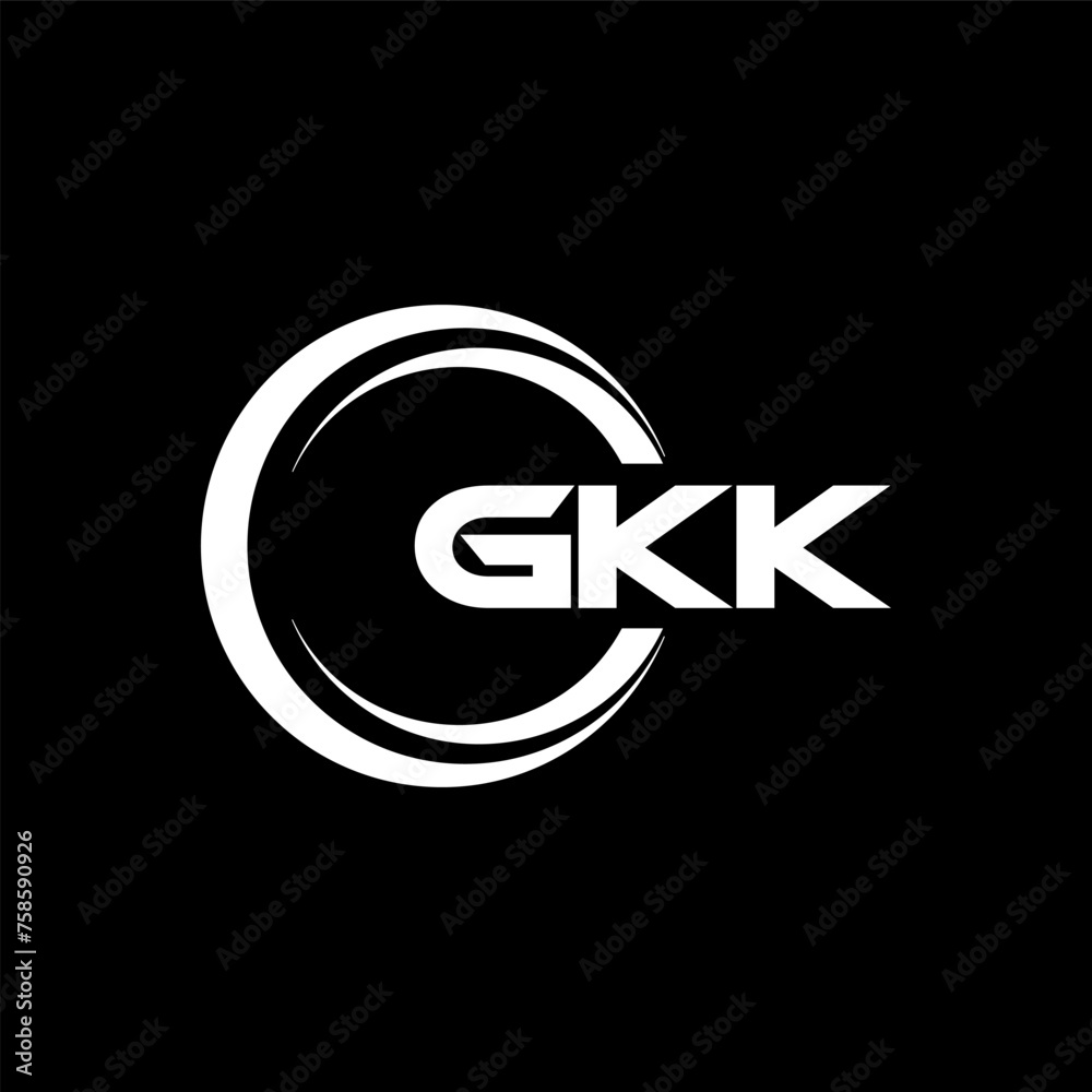GKK letter logo design with black background in illustrator, cube logo ...