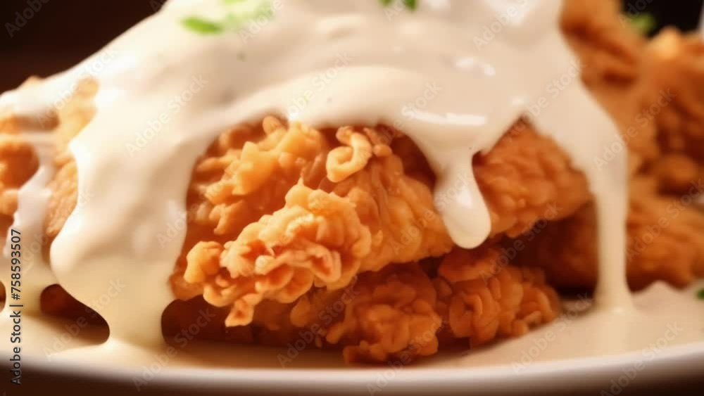 This enticing food shot focuses on a decadent plate of crispy fried ...