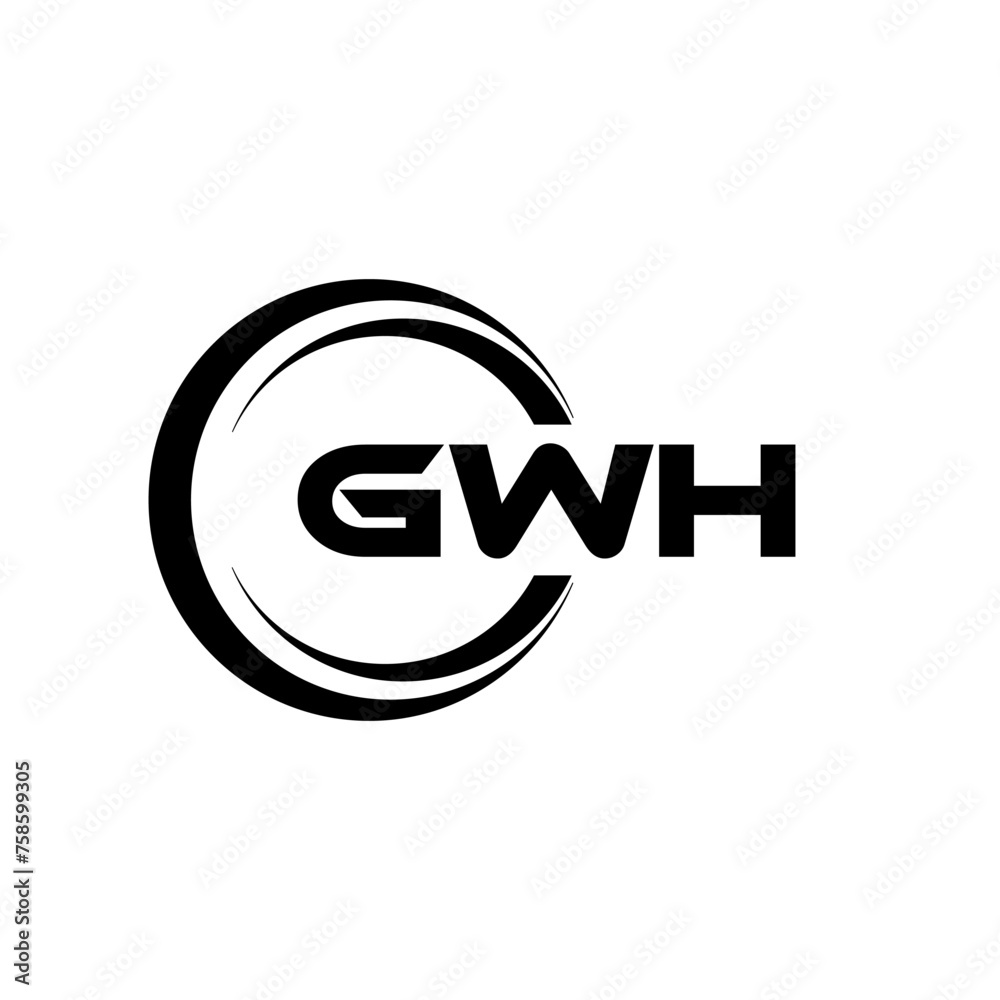 GWH letter logo design with white background in illustrator, cube logo ...