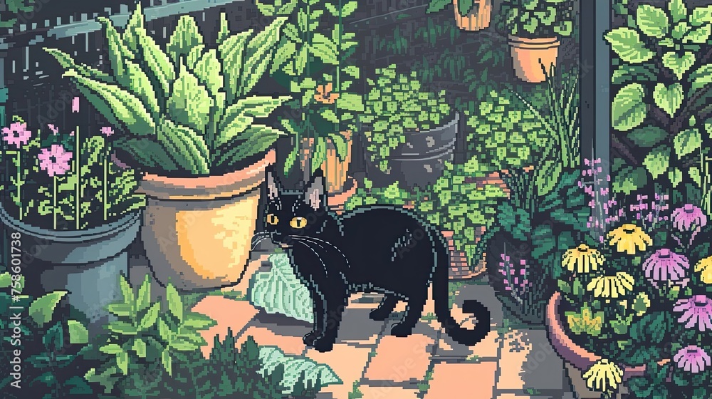 Pixel cat. Pixel art, style, fish, allergies, fluffy, mustache, wool ...