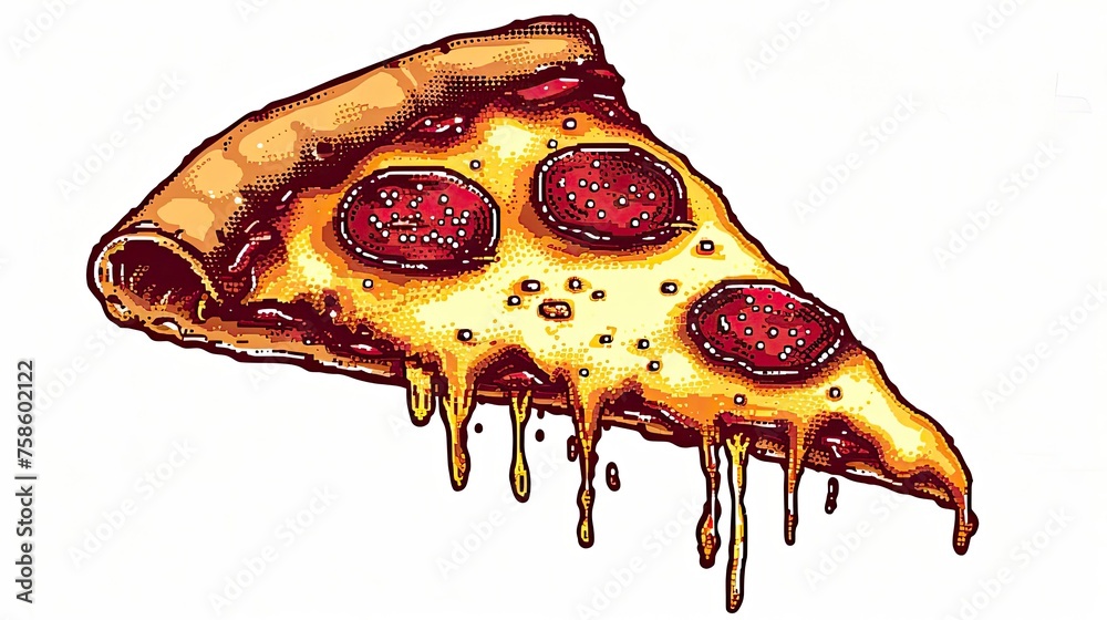 Pixel pizza slice. Style, greens, pizzeria, food, filling, delivery ...