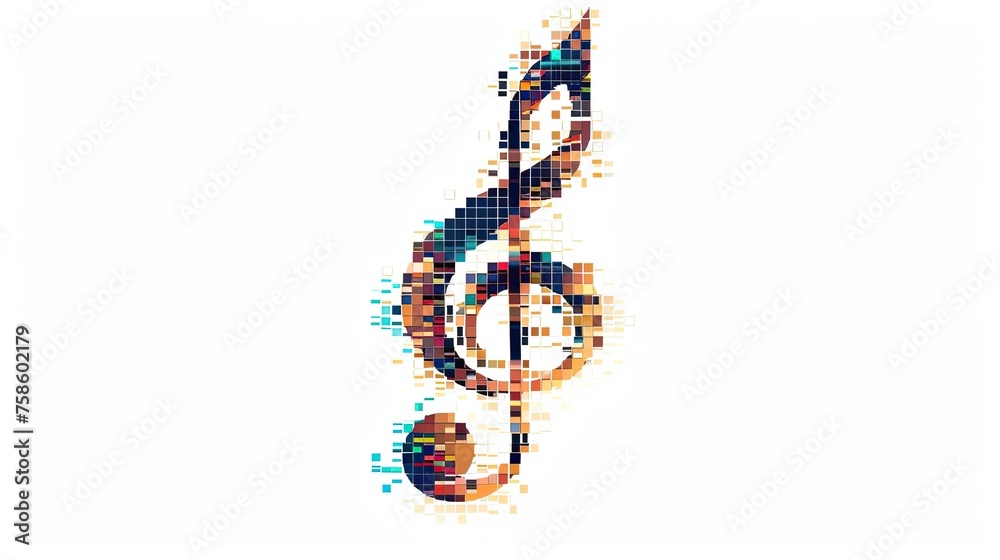 Pixel note. Style, treble clef, music, sounds, instrument, roles ...