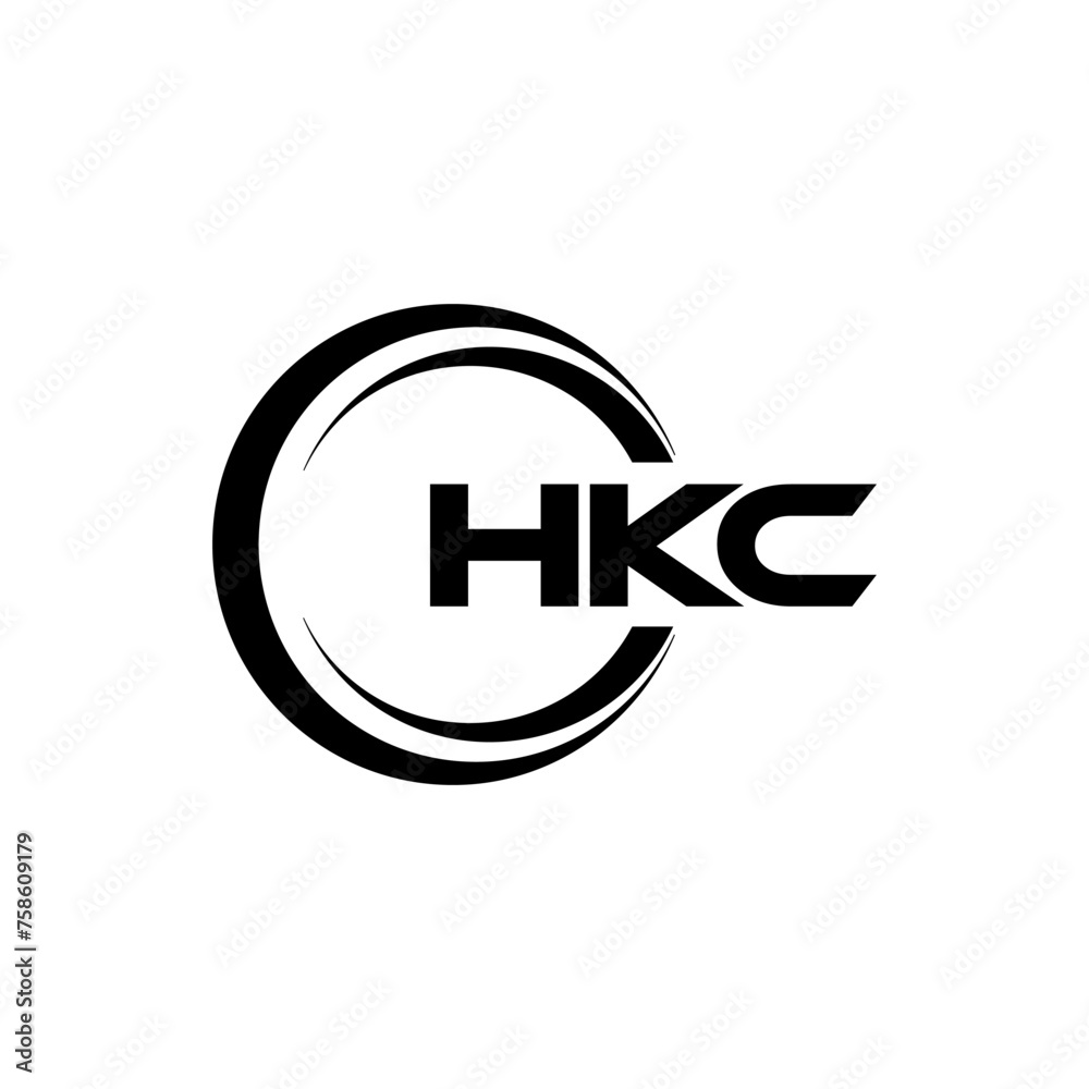 HKC letter logo design with white background in illustrator, cube logo ...