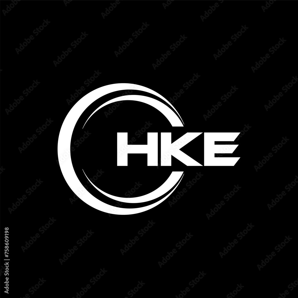 HKE letter logo design with black background in illustrator, cube logo ...