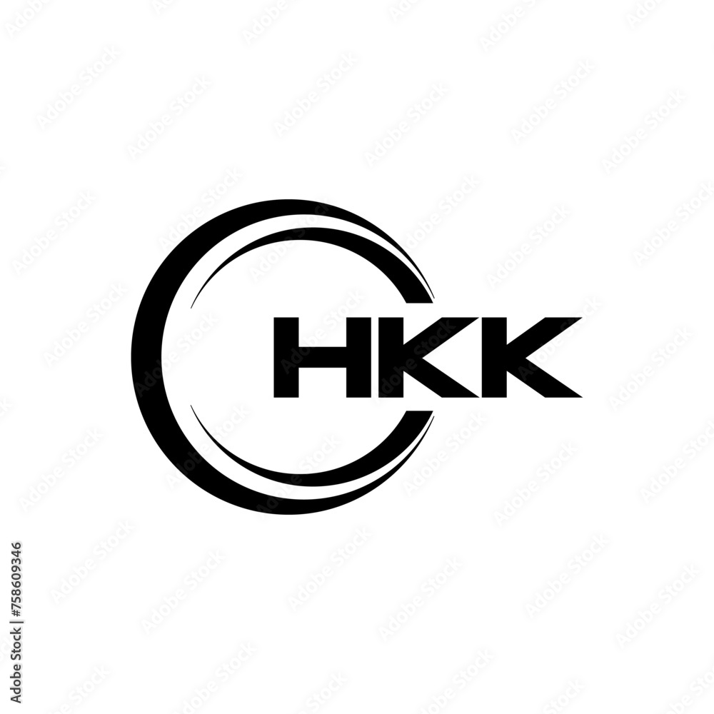HKK letter logo design with white background in illustrator, cube logo ...
