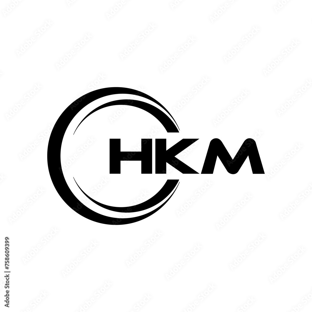 HKM letter logo design with white background in illustrator, cube logo ...