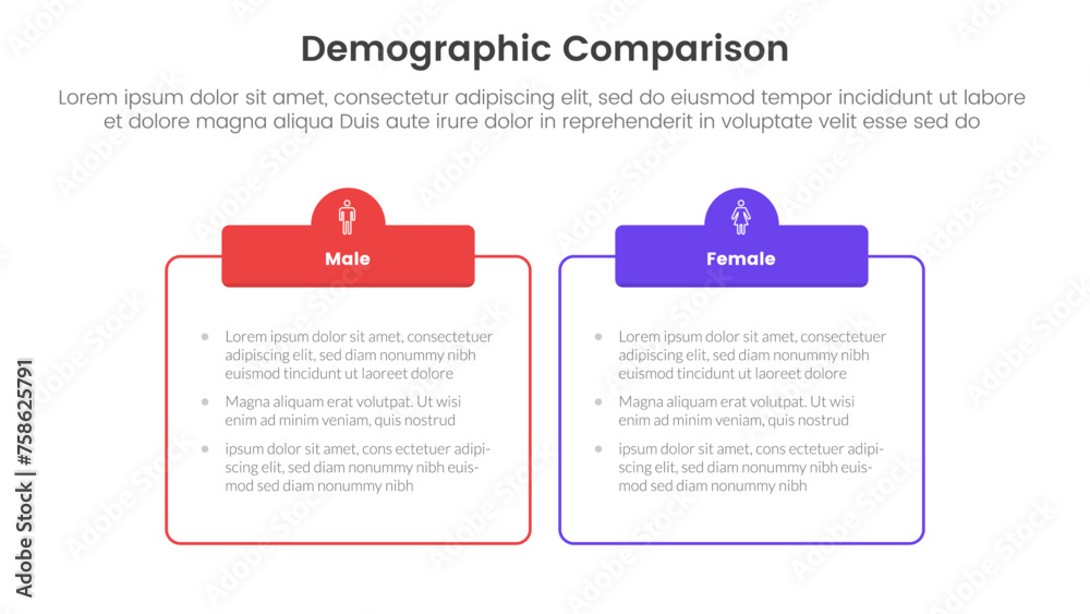 demographic man vs woman comparison concept for infographic template ...