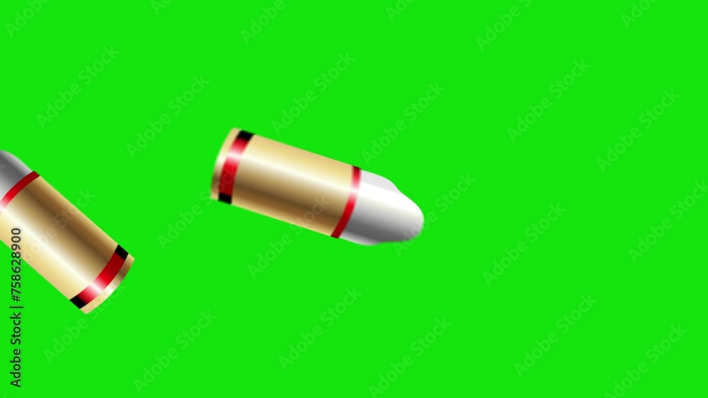 Bullet green screen animation. Bullet falls and bounces from top to ...