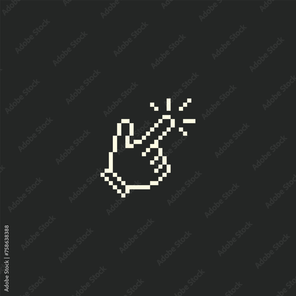 this is click icon 1 bit style in pixel art with simple color and black ...