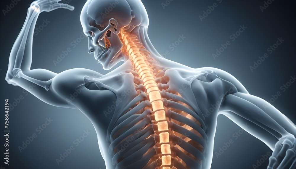 Advanced 3D Rendered X-Ray of Lower Thoracic and Lumbar Spine: Hand ...