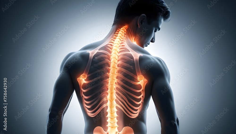 Advanced 3D Rendered X-Ray of Lower Thoracic and Lumbar Spine: Hand ...