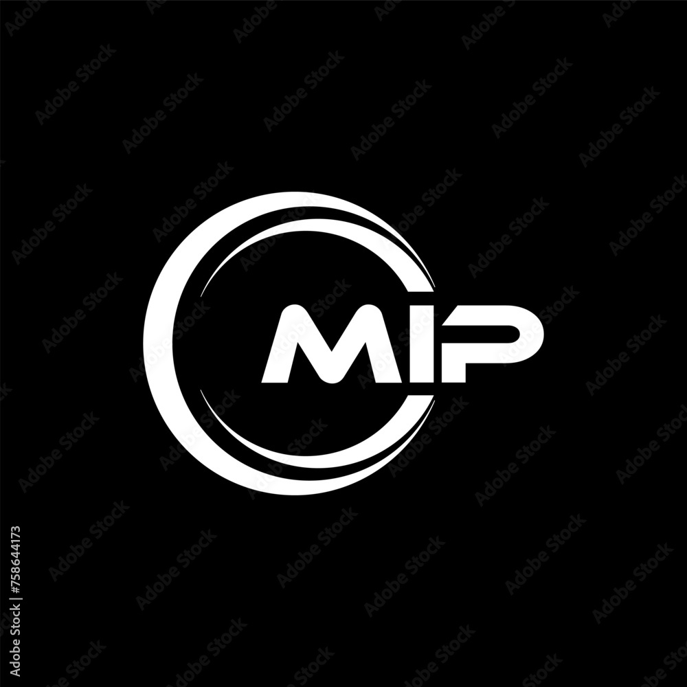 MIP letter logo design with black background in illustrator, cube logo ...