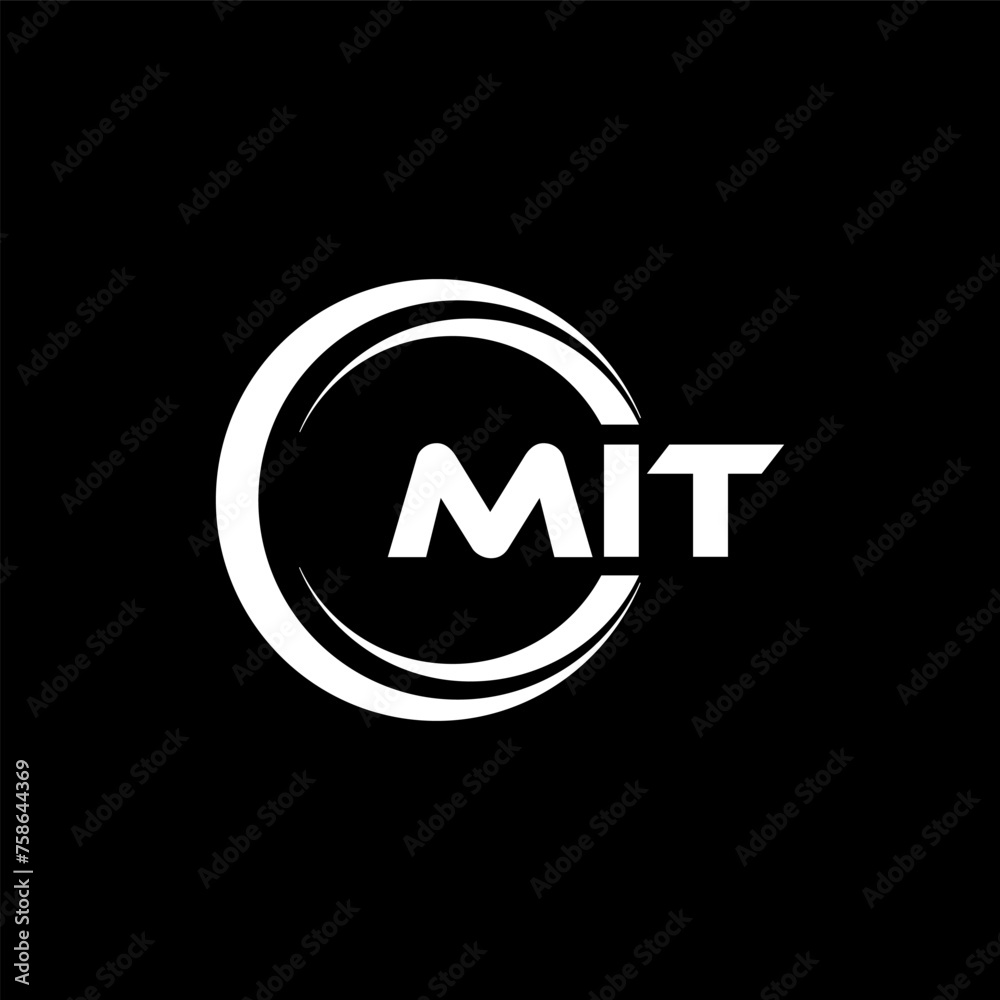 MIT letter logo design with black background in illustrator, cube logo ...